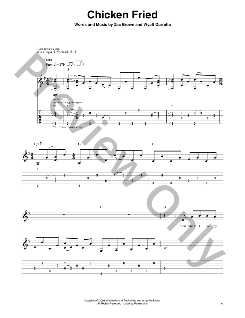 Chicken Fried Guitar/Fretted Sheet Music | J.W. Pepper
