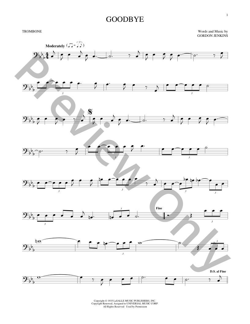 Goodbye Sheet Music | J.W. Pepper