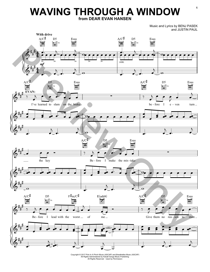 Waving Through a Window P/V/G Sheet Music | J.W. Pepper