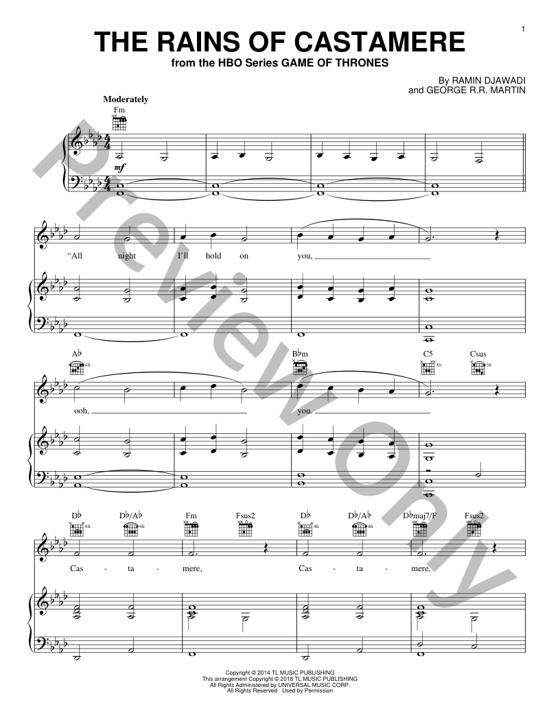 The Rains Of Castamere | J.W. Pepper