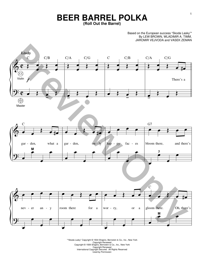 Beer Barrel Polka (Roll Out The Barrel) Sheet Music | J.W. Pepper