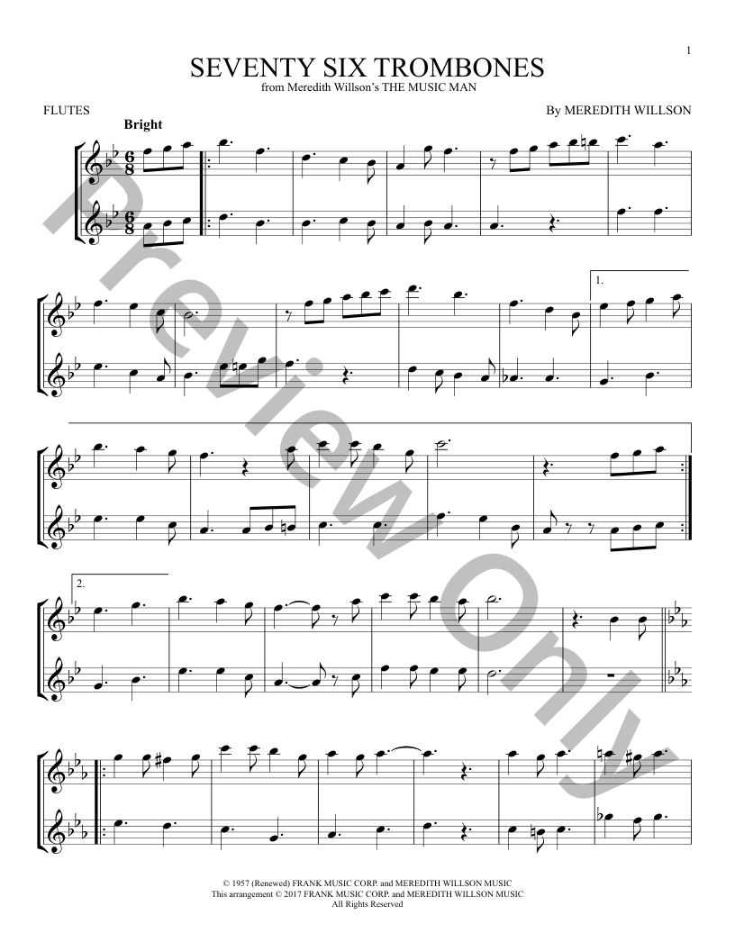 Seventy Six Trombones Sheet Music | J.W. Pepper