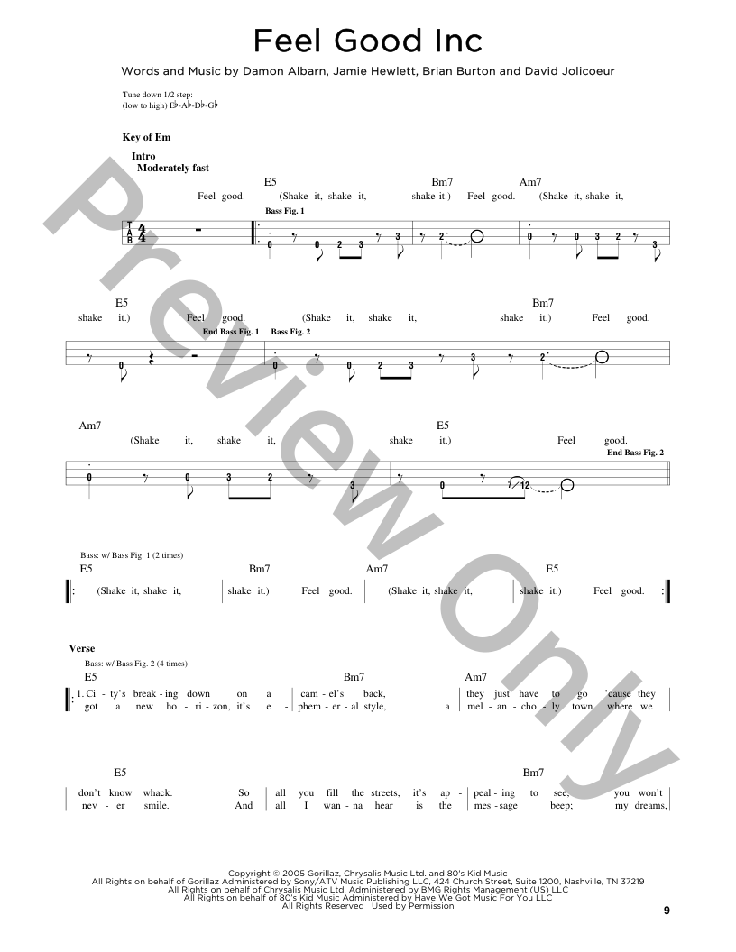 Feel Good Inc Guitar/Fretted Sheet Music | J.W. Pepper
