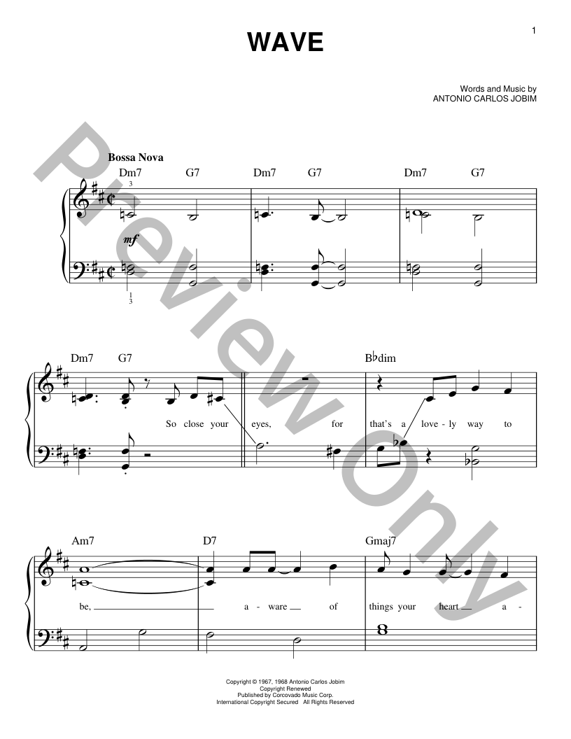 Wave Easy Piano Sheet Music | J.W. Pepper