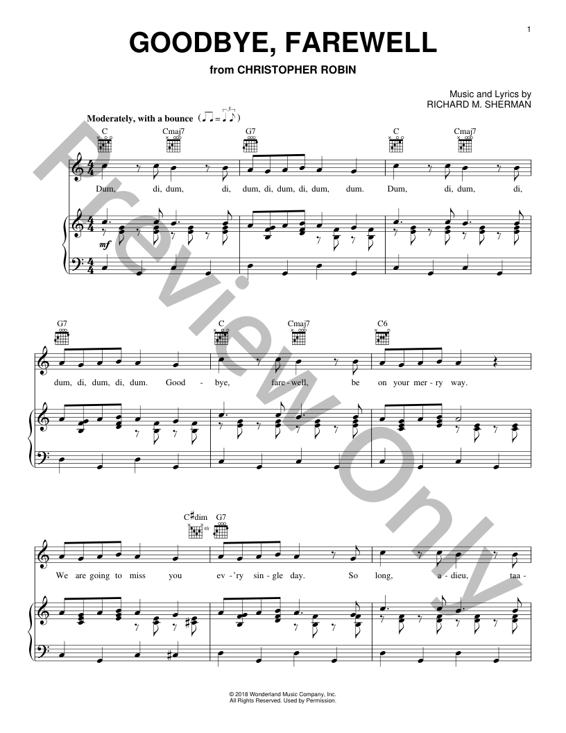 Goodbye, Farewell P/V/G Sheet Music | J.W. Pepper