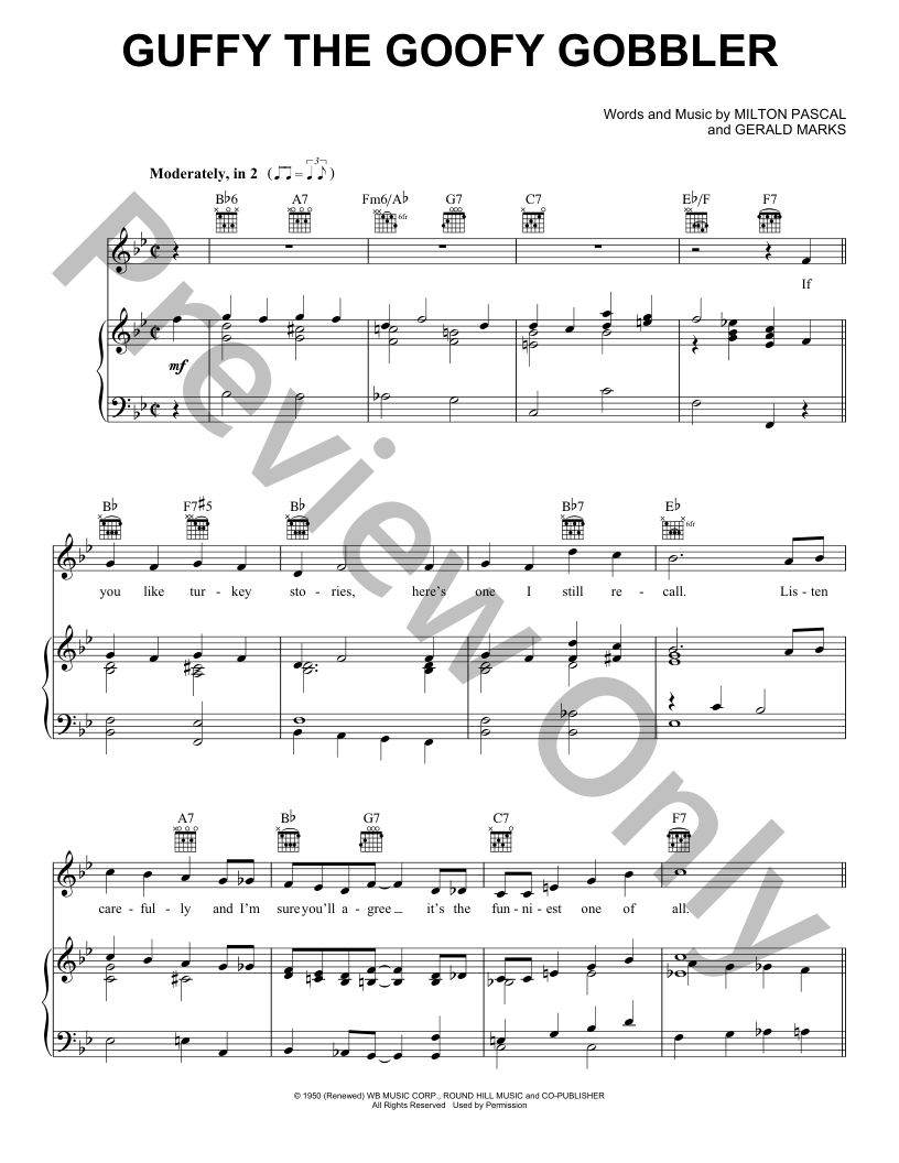 Guffy The Goofy Gobbler P/V/G Sheet Music | J.W. Pepper
