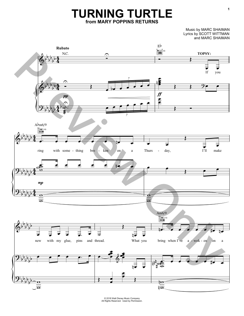 Turning Turtle P/V/G Sheet Music | J.W. Pepper