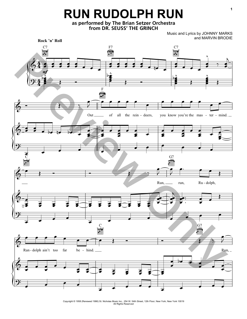 Run Rudolph Run P/V/G Sheet Music | J.W. Pepper