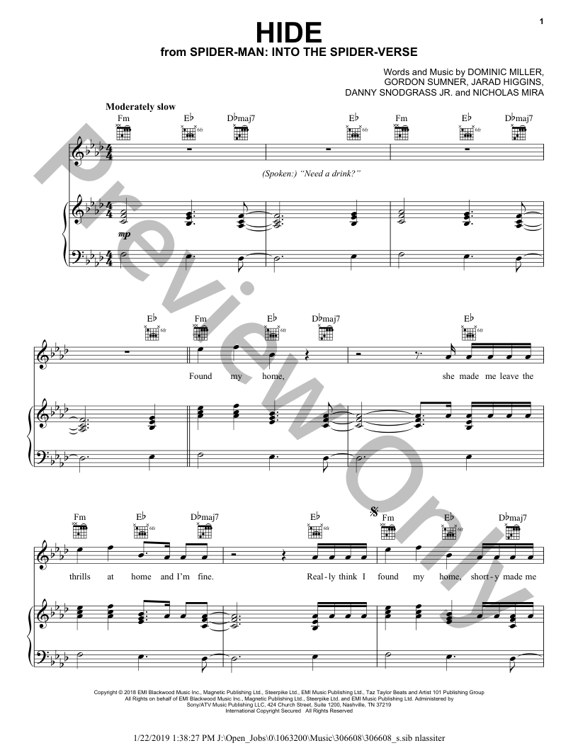 Hide P/V/G Sheet Music | J.W. Pepper