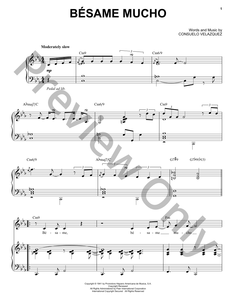 Besame Mucho (Kiss Me Much) P/V/G Sheet Music | J.W. Pepper