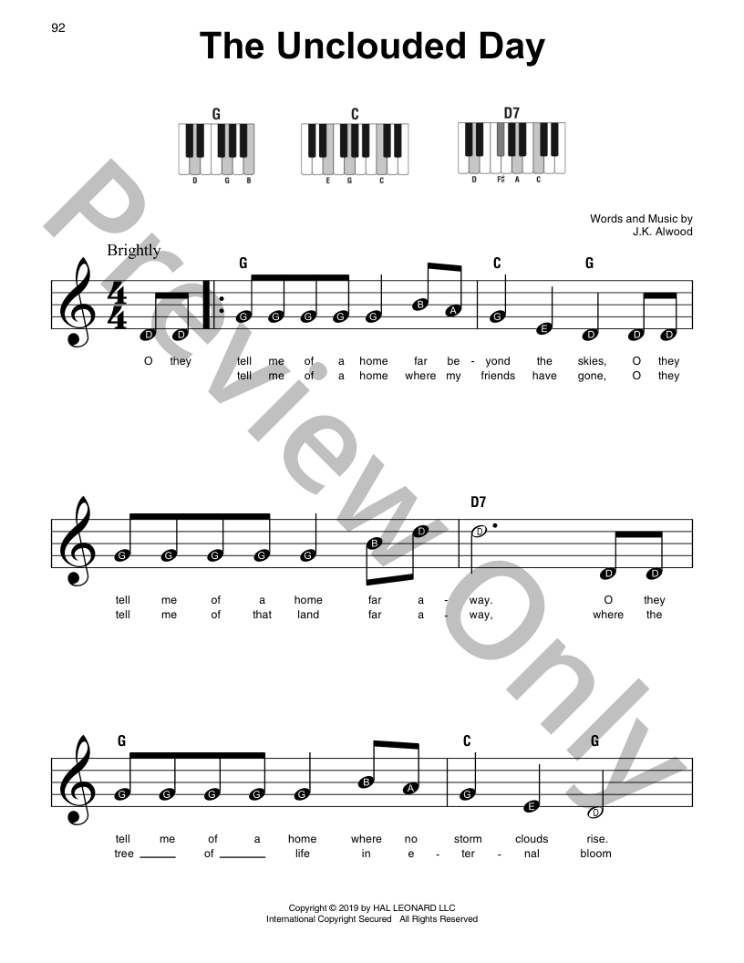 The Unclouded Day Big Note Piano Sheet Music | J.W. Pepper