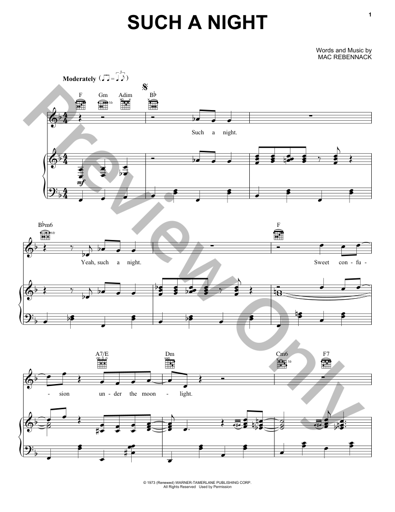Such a Night P/V/G Sheet Music | J.W. Pepper