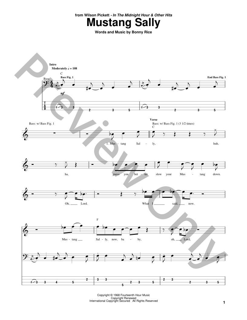 Mustang Sally Guitar/Fretted Sheet Music | J.W. Pepper