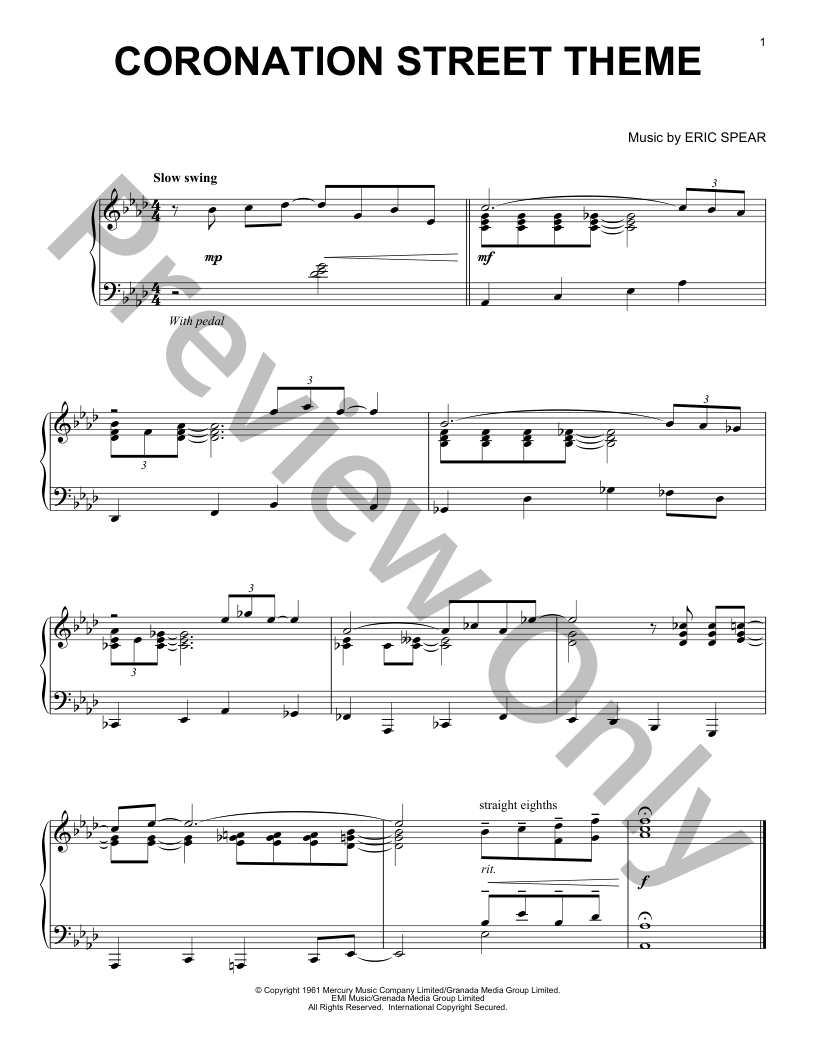 Coronation Street Theme Piano Sheet Music | J.W. Pepper
