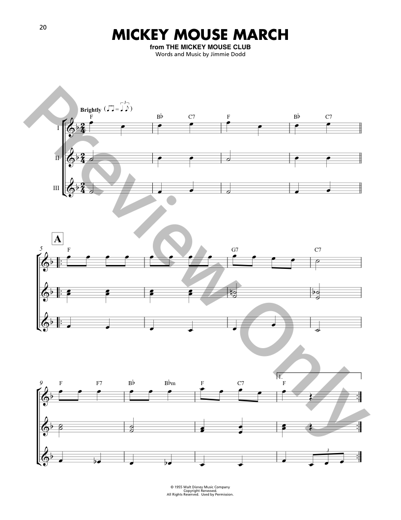 Mickey Mouse March Guitar/Fretted Sheet Music | J.W. Pepper