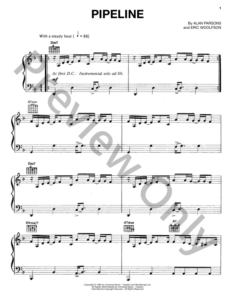 Pipeline Piano Sheet Music | J.W. Pepper