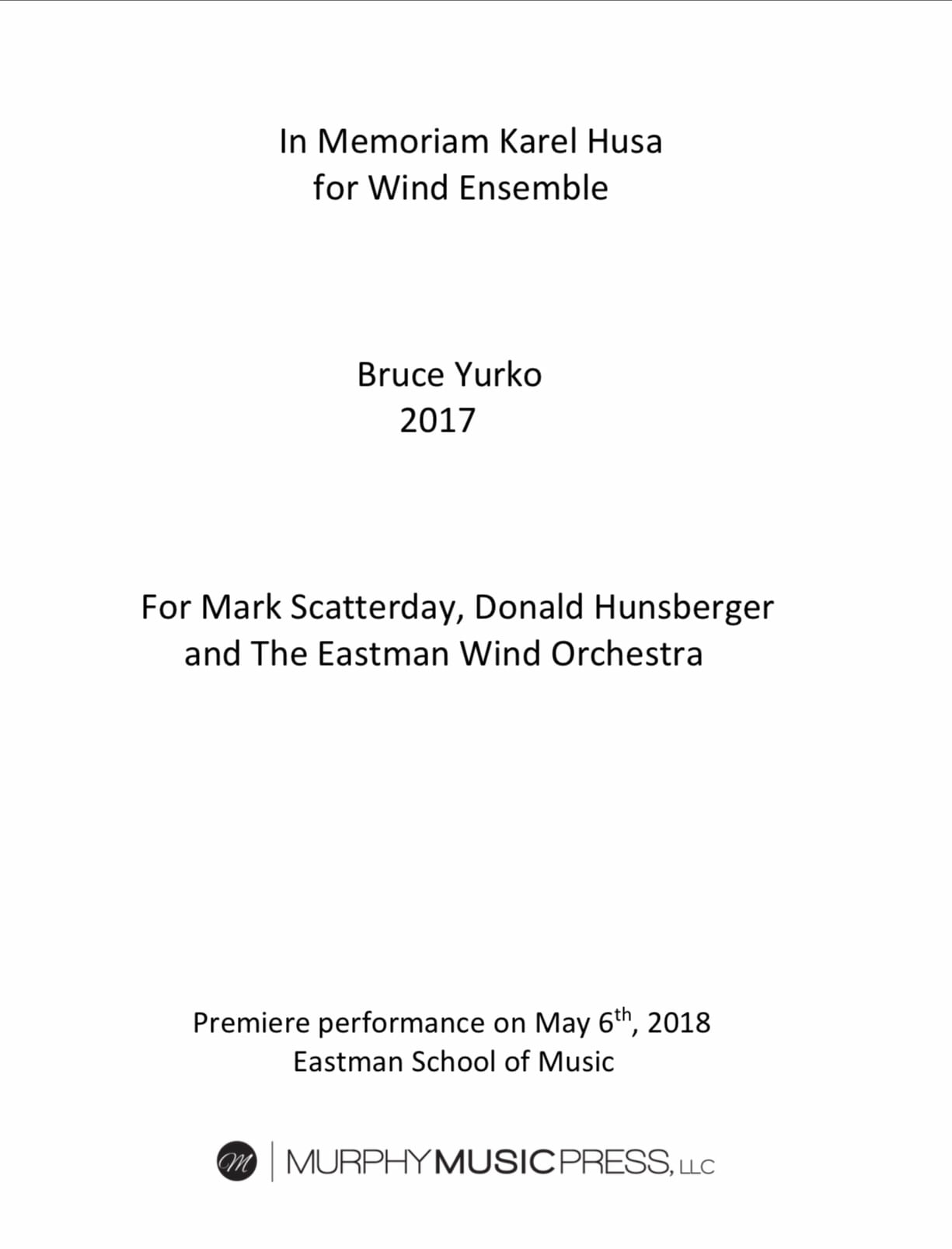 In Memoriam, Karel Husa | J.W. Pepper