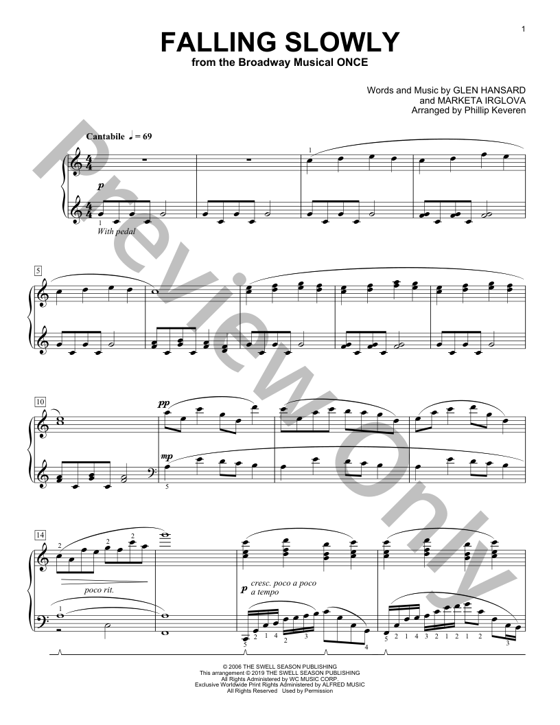 Falling Slowly [Classical version] Piano Sheet Music | J.W. Pepper