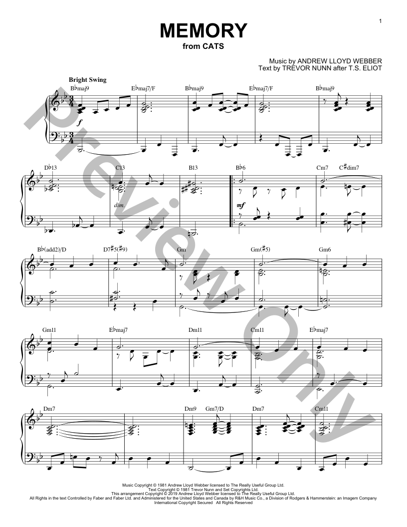 Memory [Jazz version] | J.W. Pepper