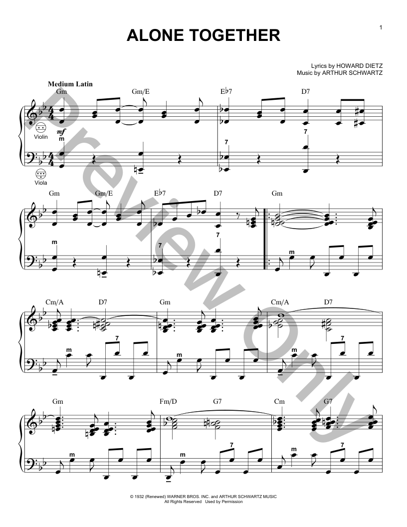 Alone Together Sheet Music | J.W. Pepper
