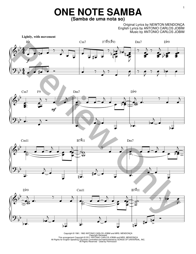 One Note Samba (Samba De Uma Nota So) [Jazz version] | J.W. Pepper