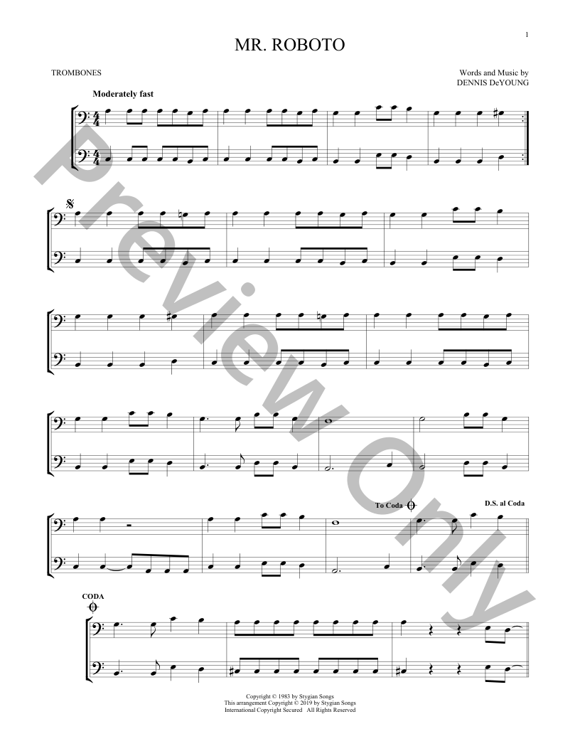 Mister Roboto Sheet Music | J.W. Pepper