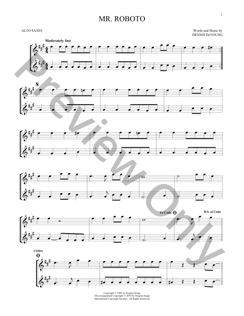 Mister Roboto Sheet Music | J.W. Pepper