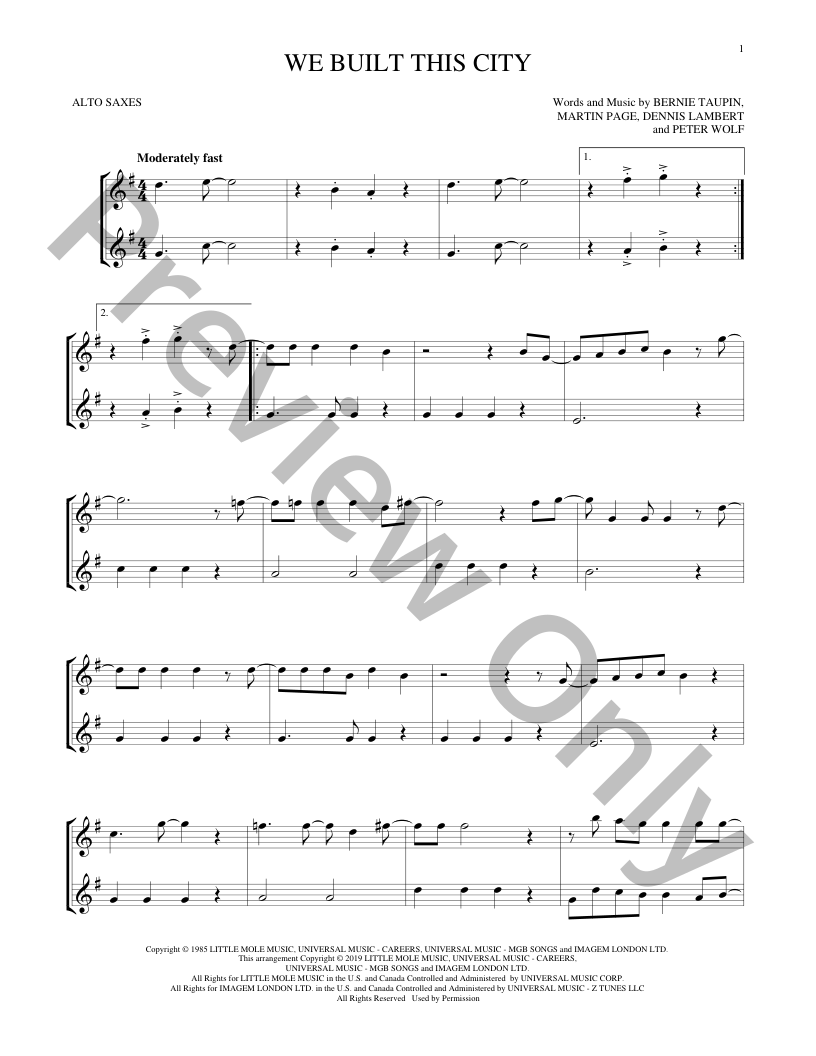 We Built This City Sheet Music | J.W. Pepper