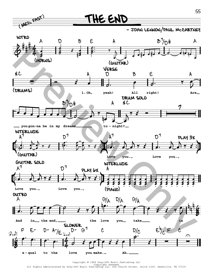 The End [Jazz version] P/V/G Sheet Music | J.W. Pepper