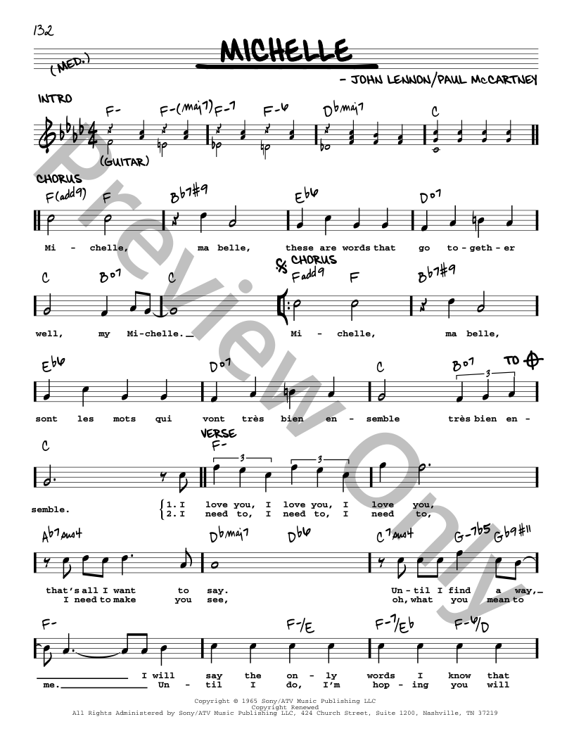 Michelle [Jazz version] P/V/G Sheet Music | J.W. Pepper