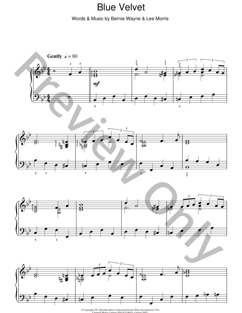Blue Velvet Piano Sheet Music | J.W. Pepper