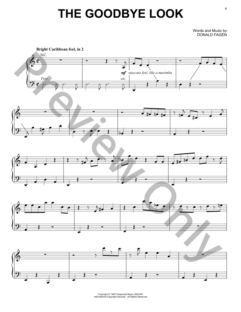 The Goodbye Look P/V/G Sheet Music | J.W. Pepper