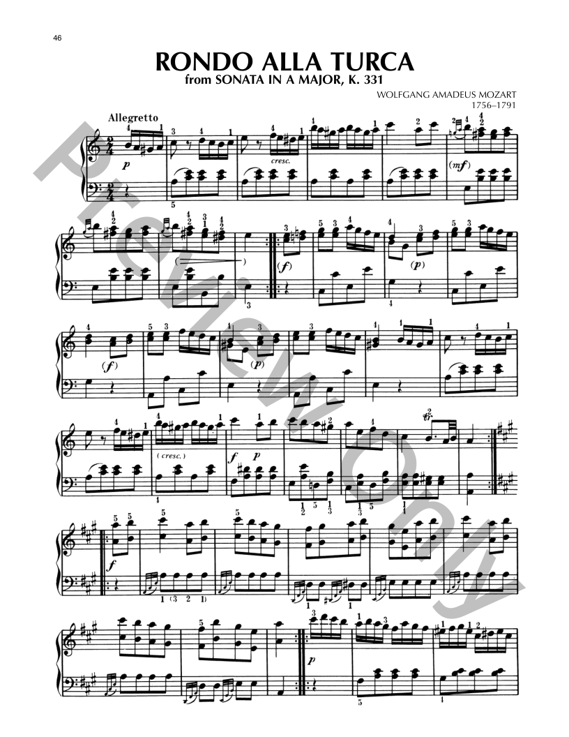 Rondo: Allegretto (Alla Turca), K 331 | J.W. Pepper