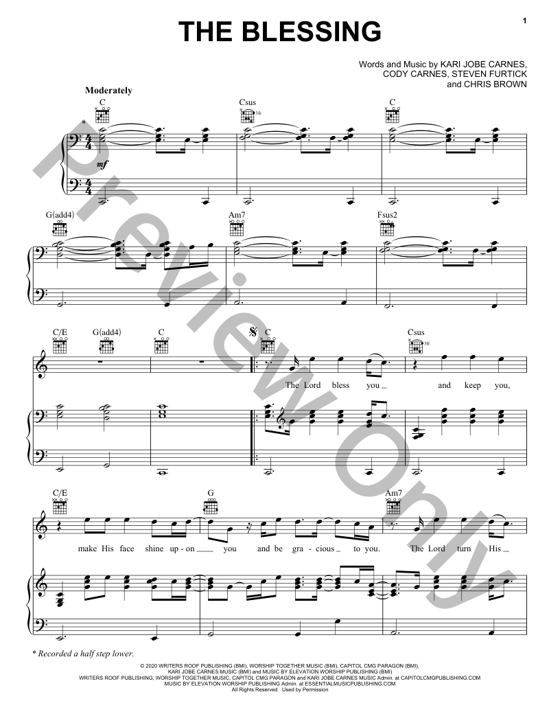 The Blessing P/V/G Sheet Music | J.W. Pepper