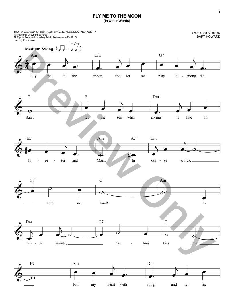 Fly Me To The Moon (In Other Words) P/V/G Sheet Music | J.W. Pepper
