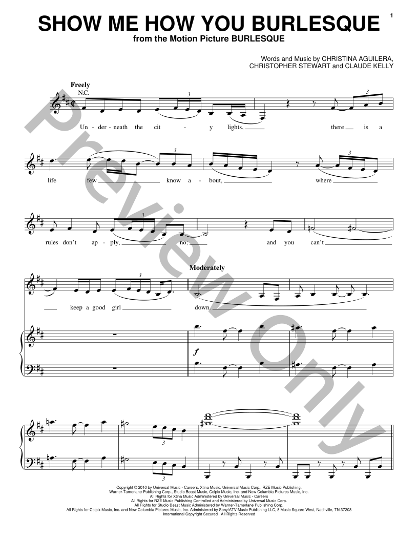 Show Me How You Burlesque P/V/G Sheet Music | J.W. Pepper