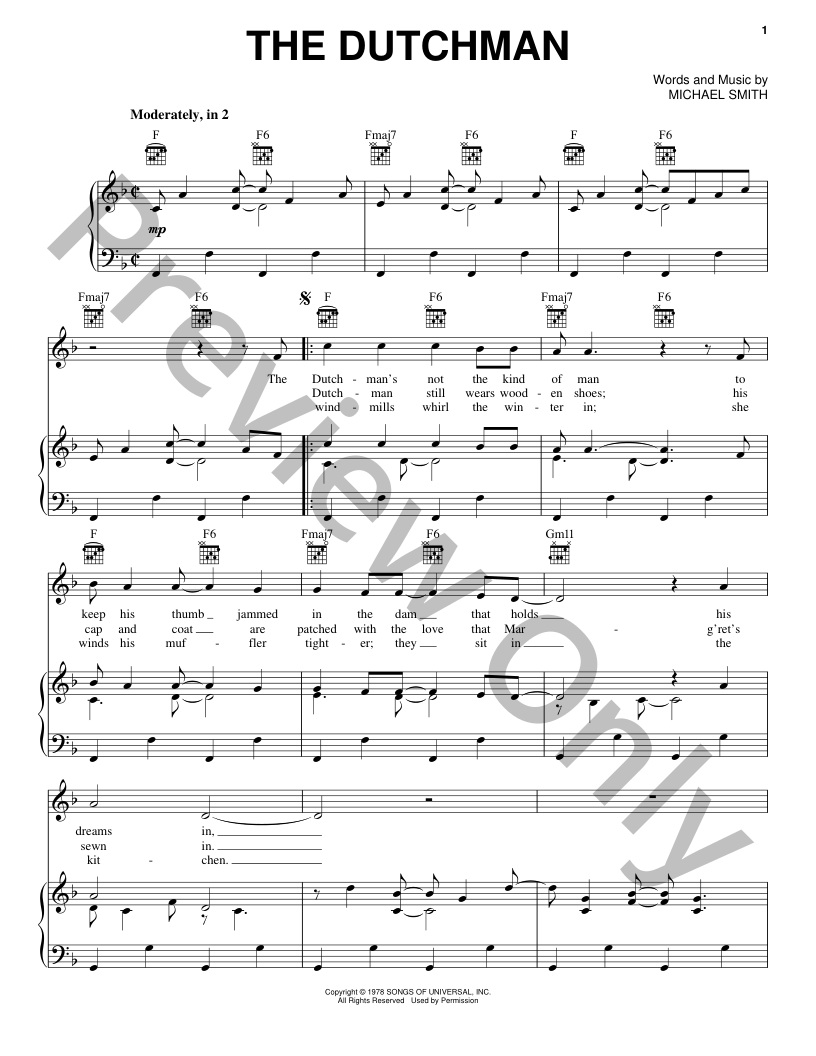 The Dutchman P/V/G Sheet Music | J.W. Pepper
