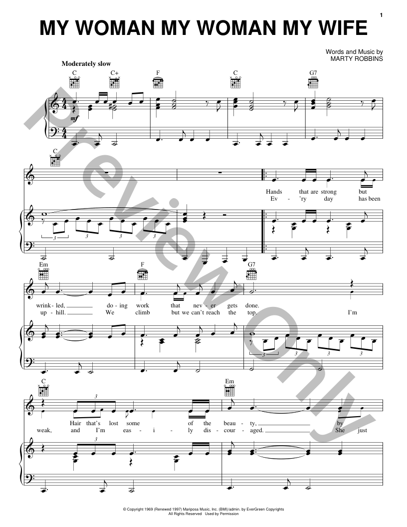 My Woman My Woman My Wife P/V/G Sheet Music | J.W. Pepper