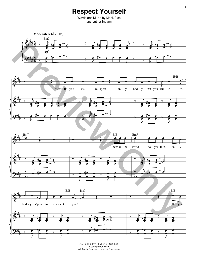 Respect Yourself P/V/G Sheet Music | J.W. Pepper