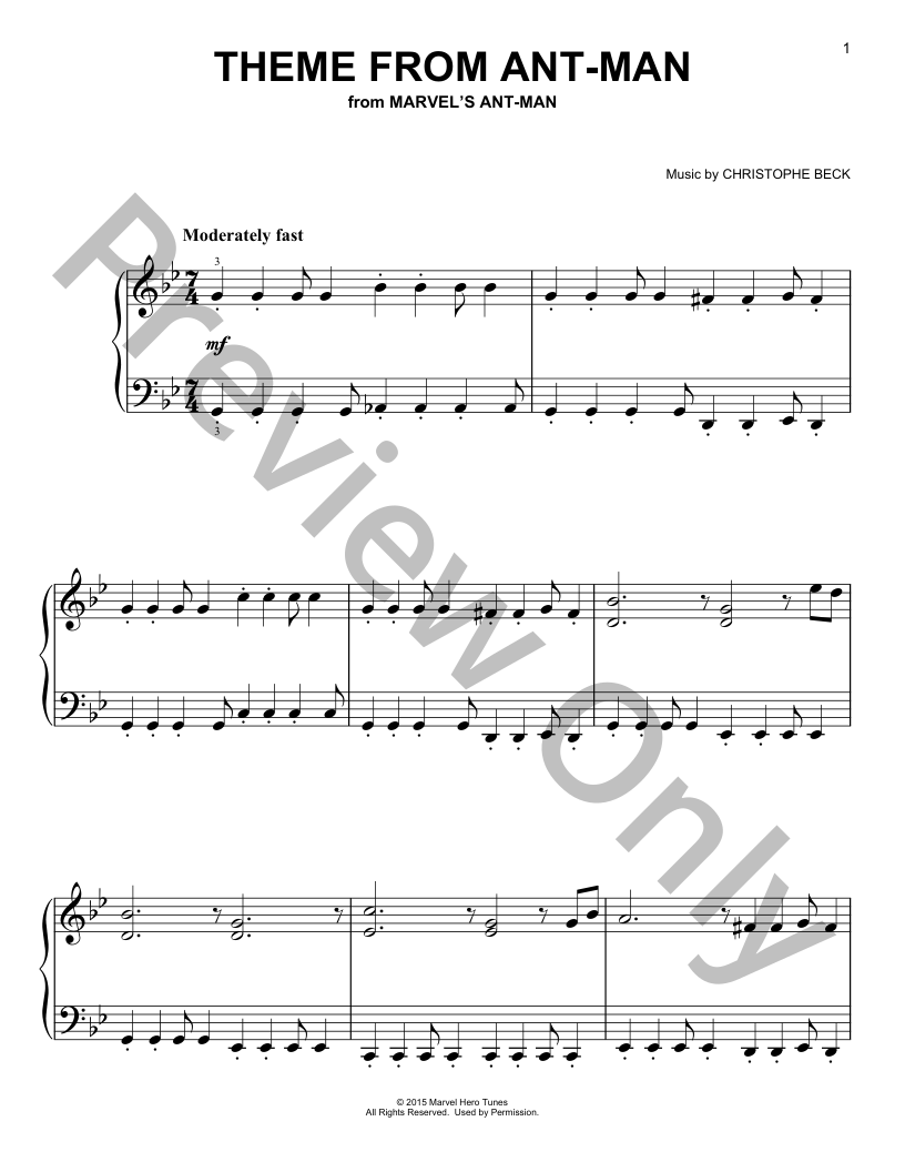 Theme from Ant Man Easy Piano Sheet Music | J.W. Pepper