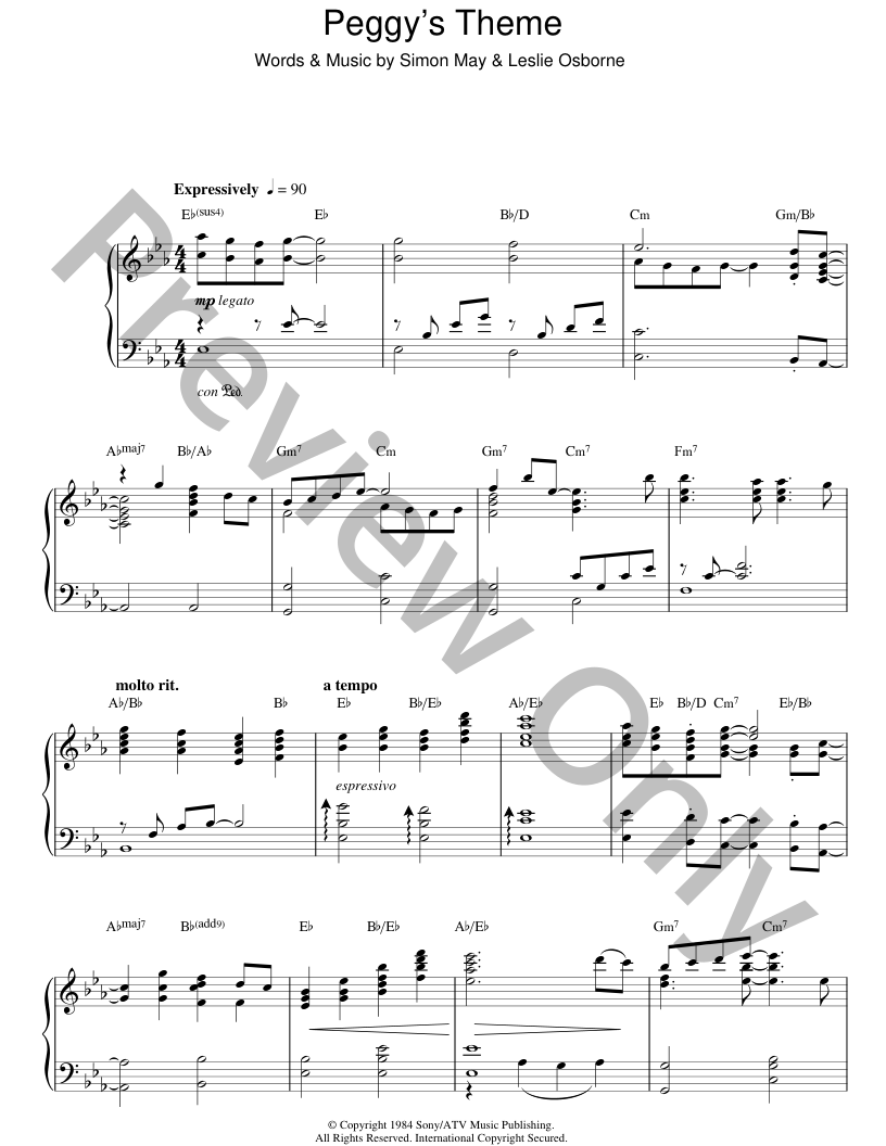 Peggy's Theme Piano Sheet Music | J.W. Pepper