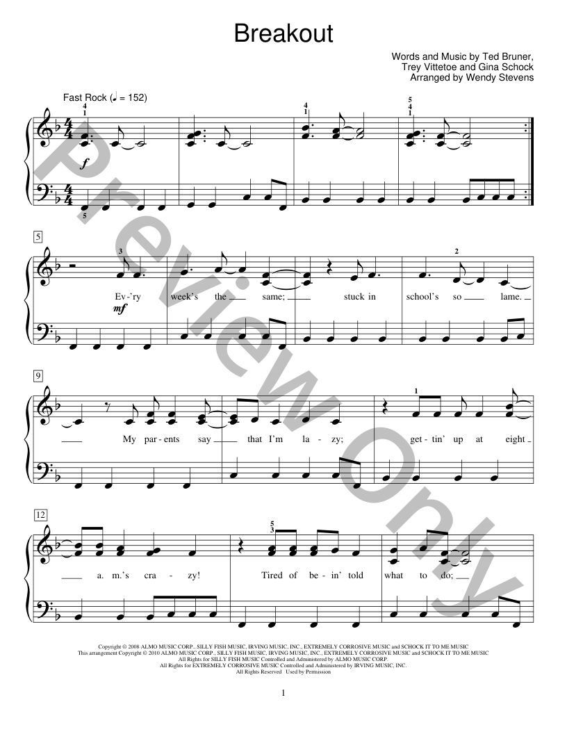 Breakout Piano Sheet Music | J.W. Pepper