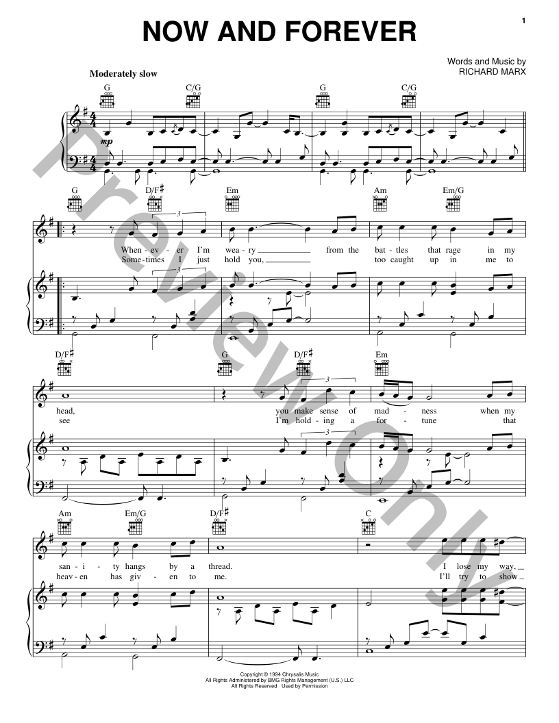 Now And Forever P/V/G Sheet Music | J.W. Pepper