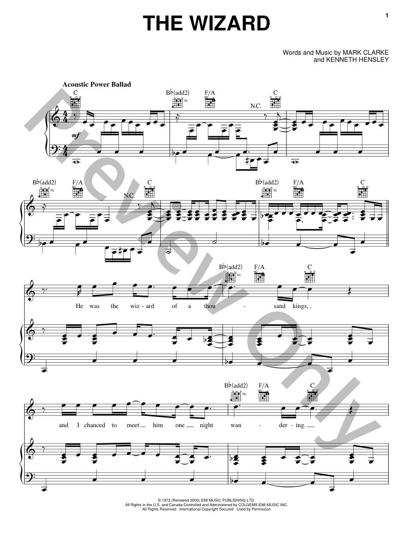 The Wizard P/V/G Sheet Music | J.W. Pepper