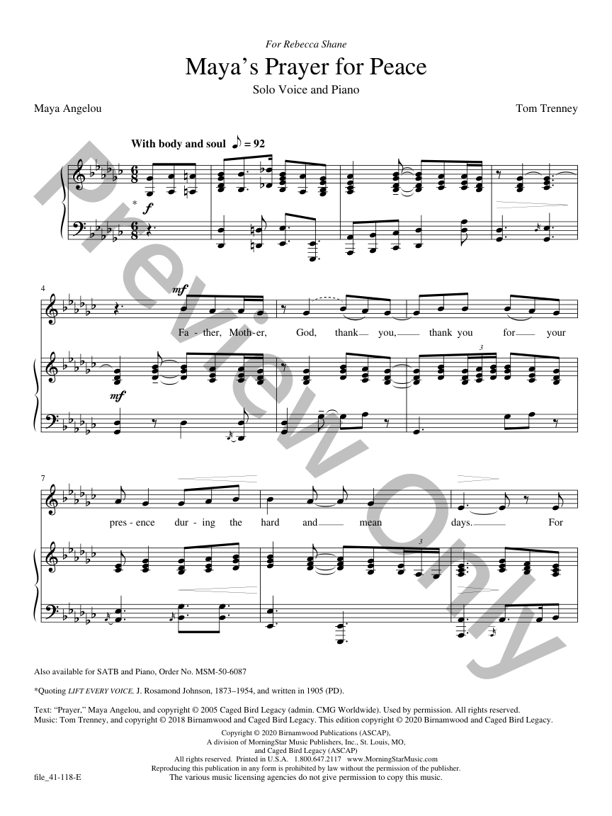 Maya's Prayer for Peace | J.W. Pepper