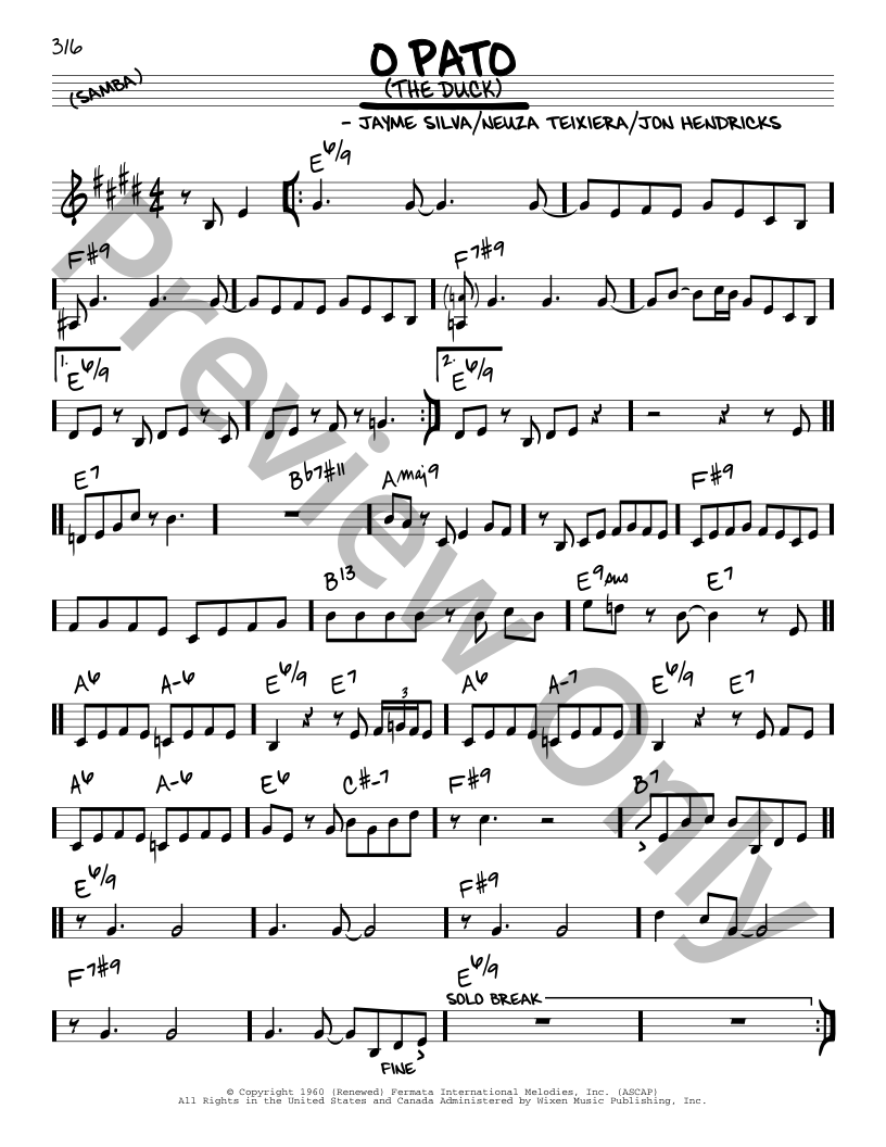 O Pato P/V/G Sheet Music | J.W. Pepper