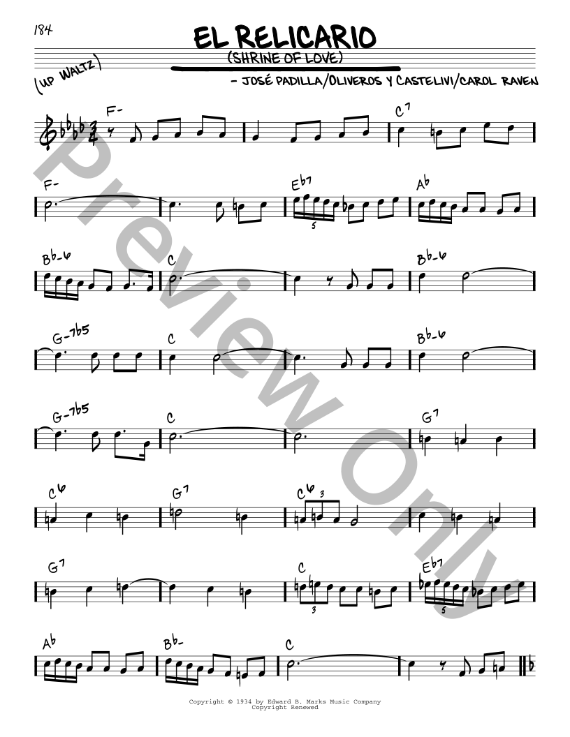 El Relicario (Shrine Of Love) P/V/G Sheet Music | J.W. Pepper
