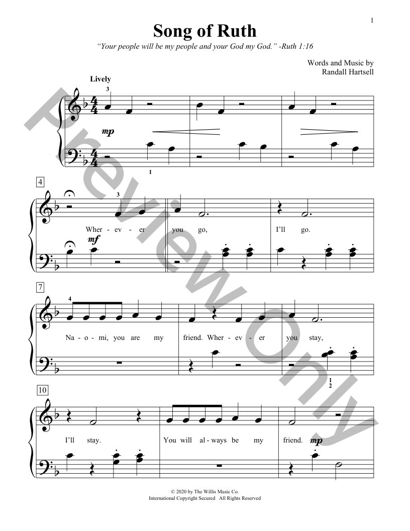 Song Of Ruth Piano Sheet Music | J.W. Pepper