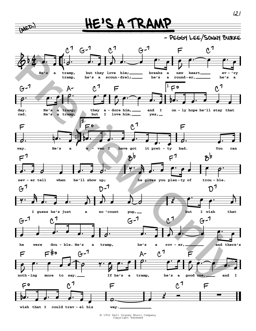 He's A Tramp High Voice Lead Sheet EPRINT | J.W. Pepper