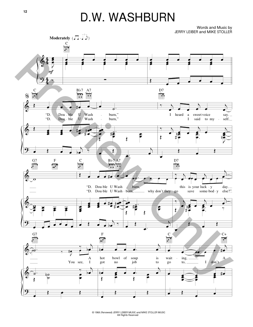 DW. Washburn P/V/G Sheet Music | J.W. Pepper